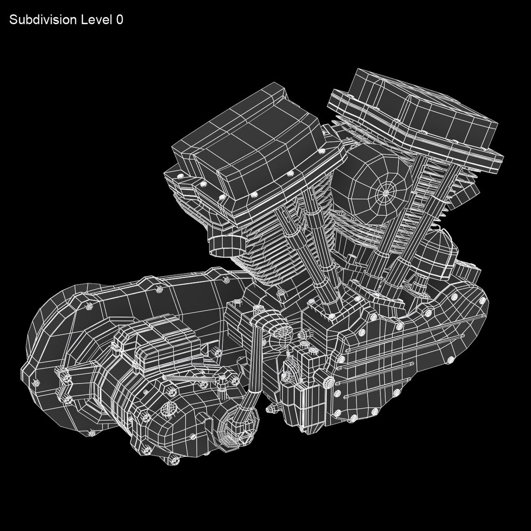 v2 twin engine 3d model