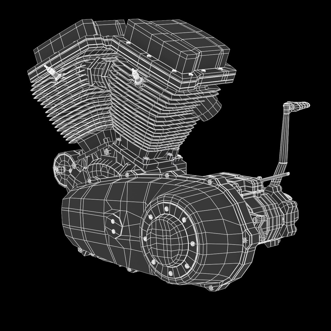 v2 twin engine 3d model