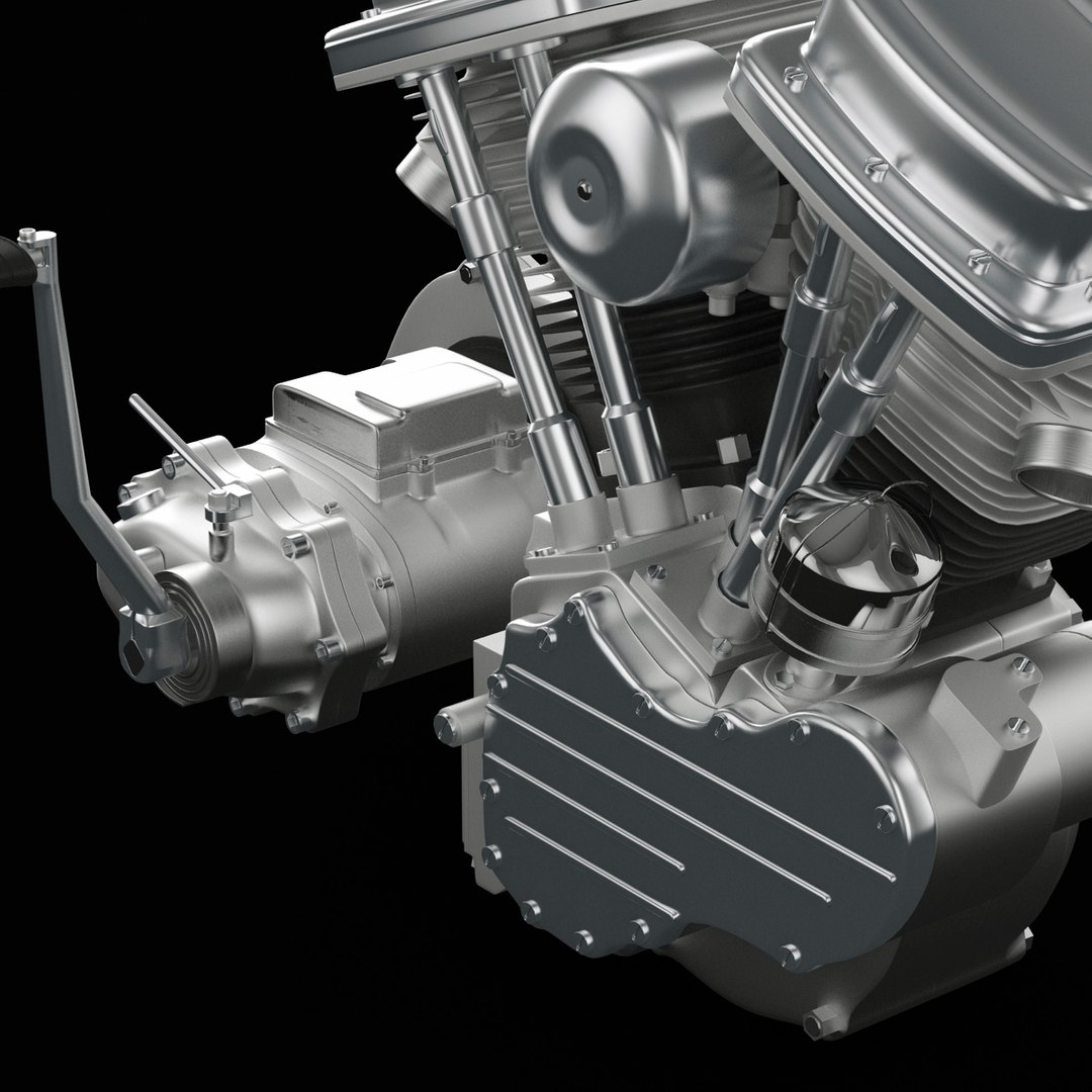 v2 twin engine 3d model