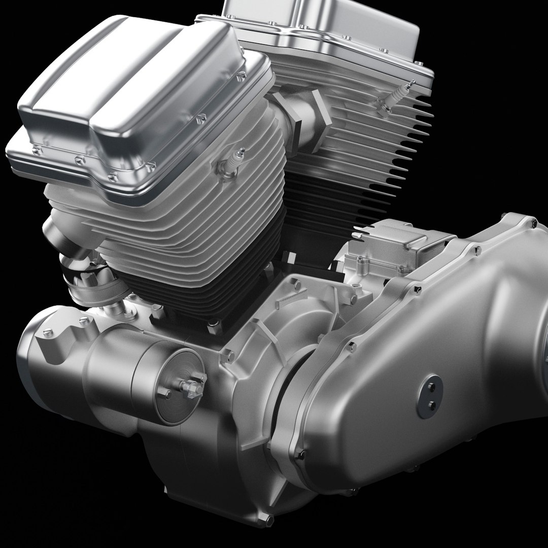 v2 twin engine 3d model