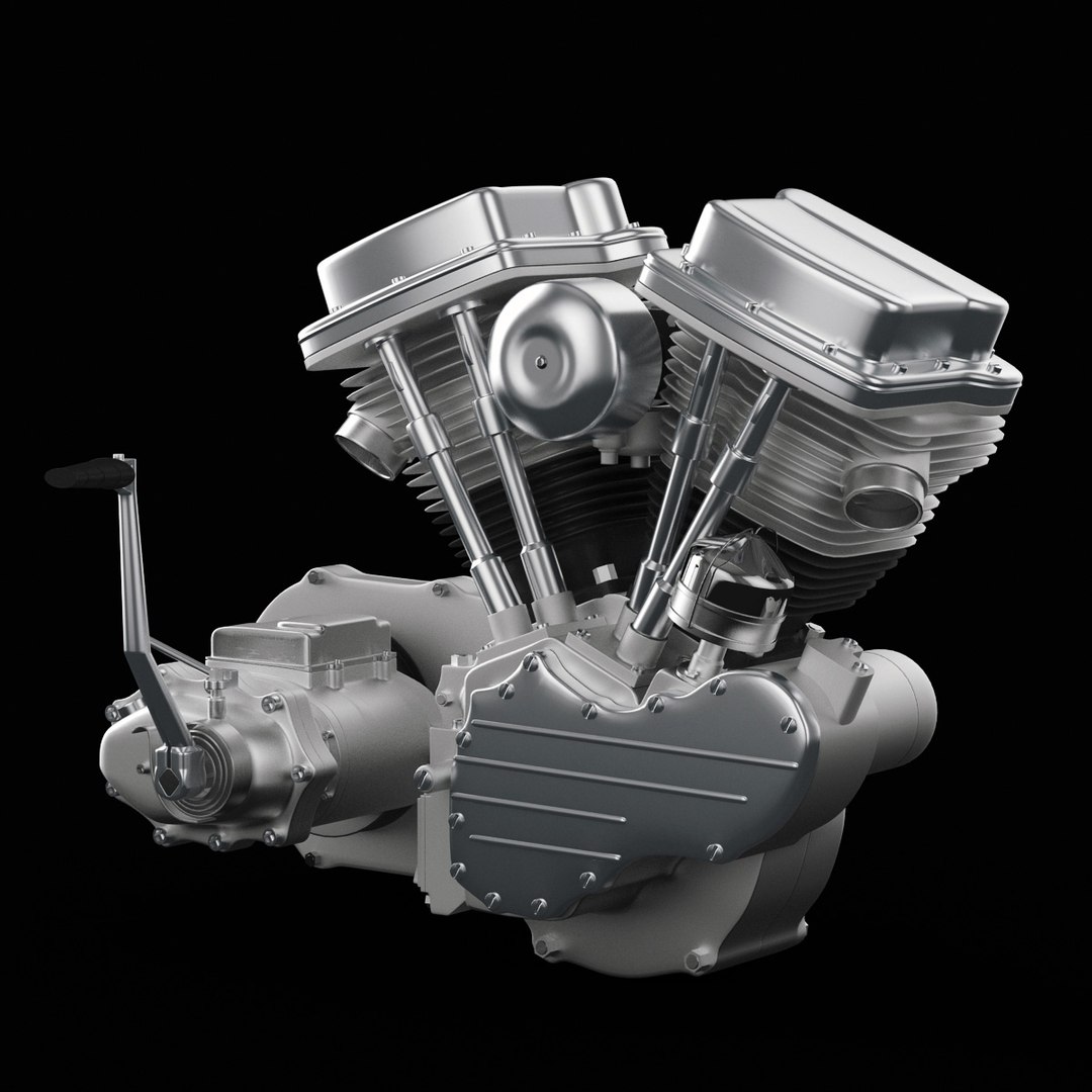 v2 twin engine 3d model