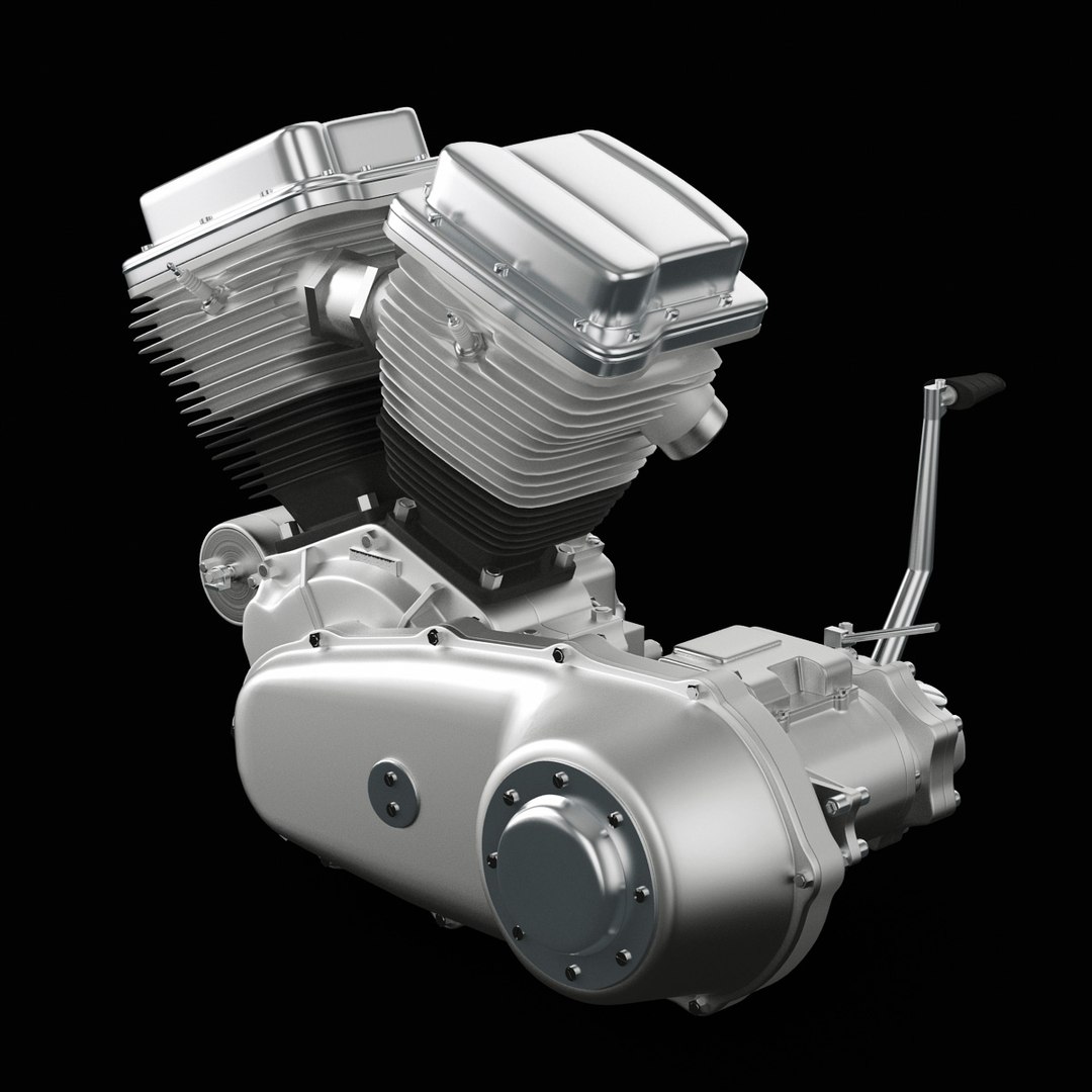 v2 twin engine 3d model