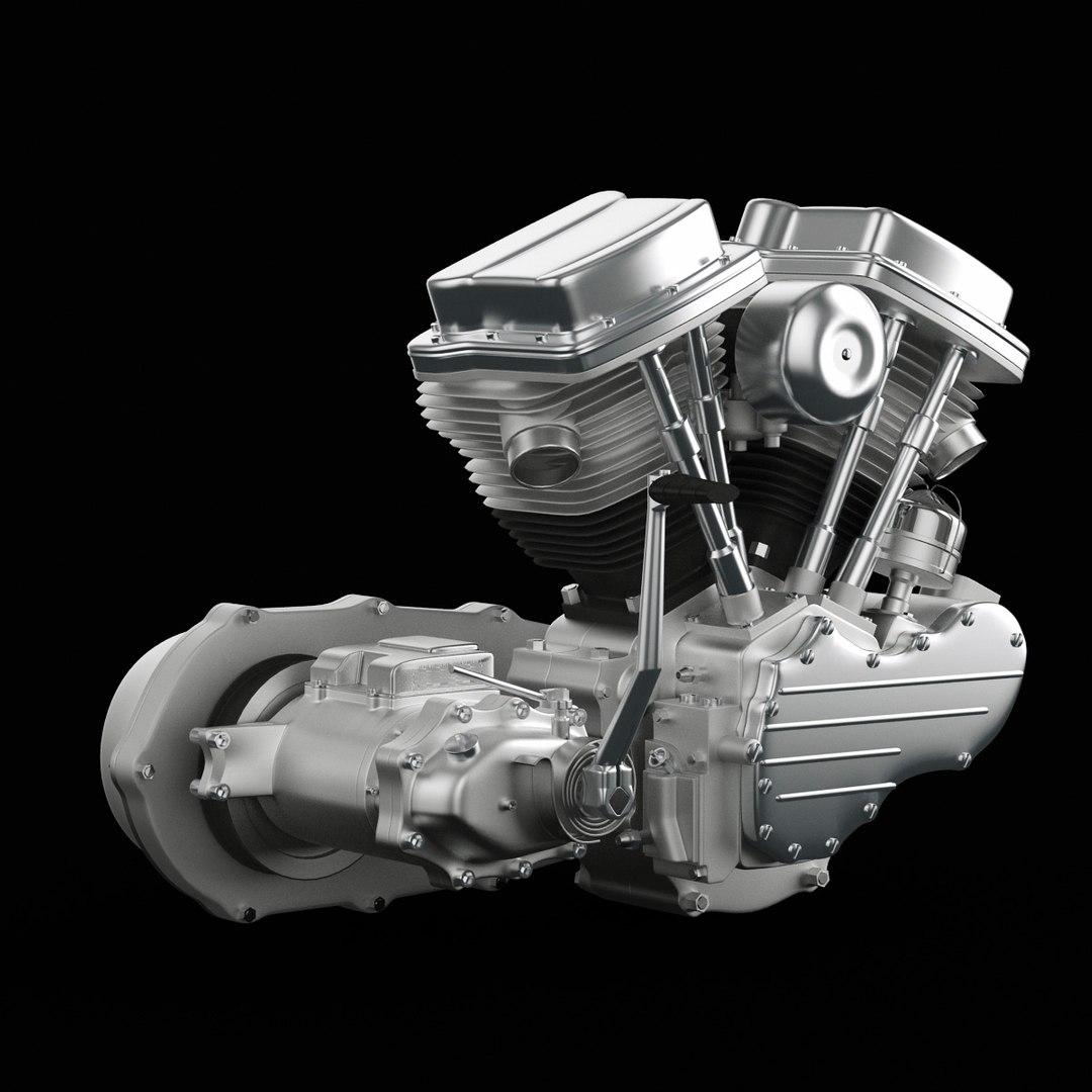 v2 twin engine 3d model
