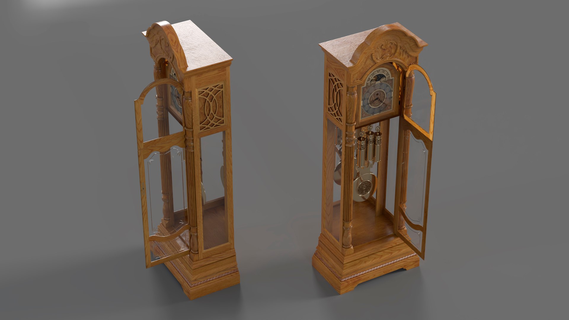 Antique Grandfather Striking Clock 3D Model - TurboSquid 2252654
