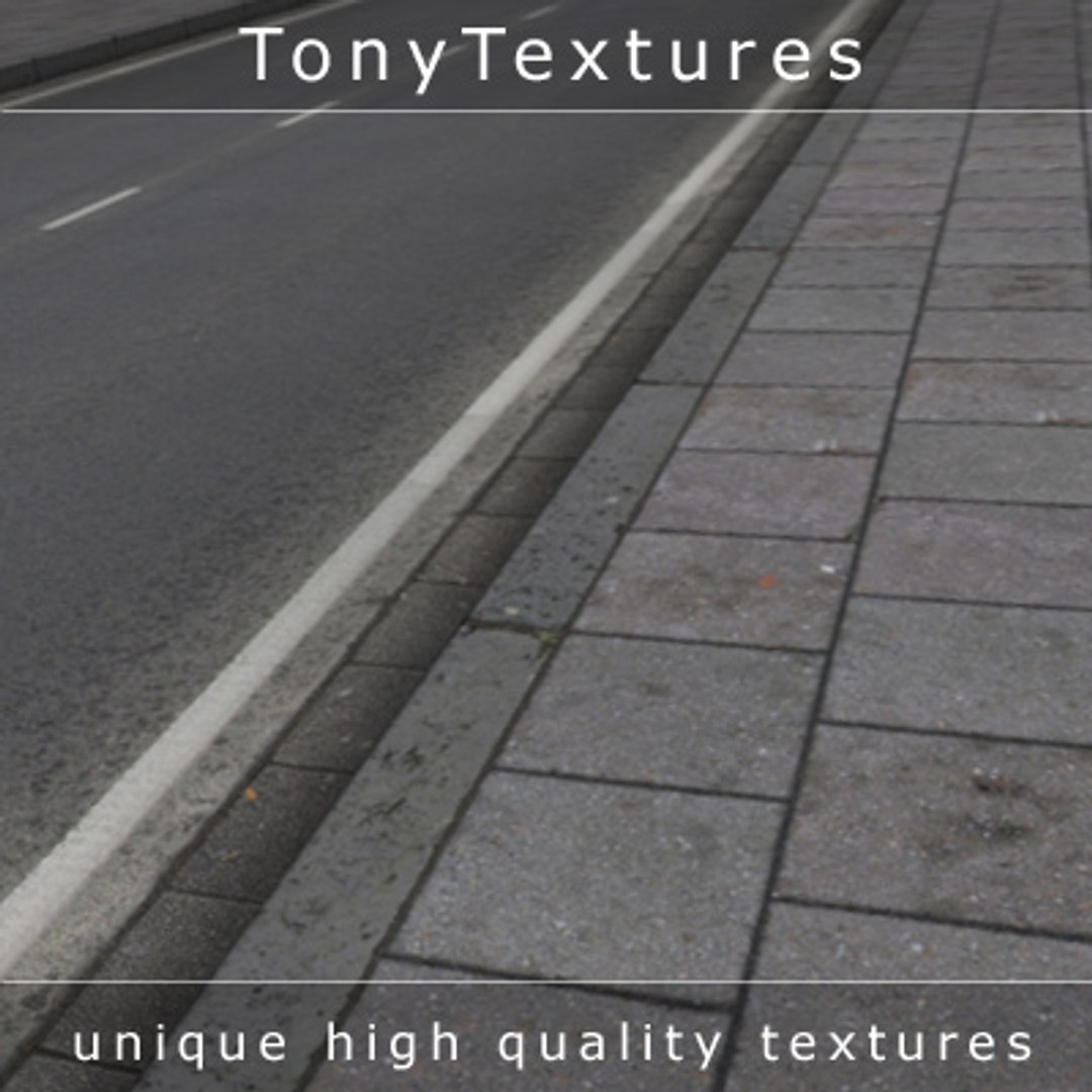 Curbstones Gutter Sidewalk Pavement 3d Model