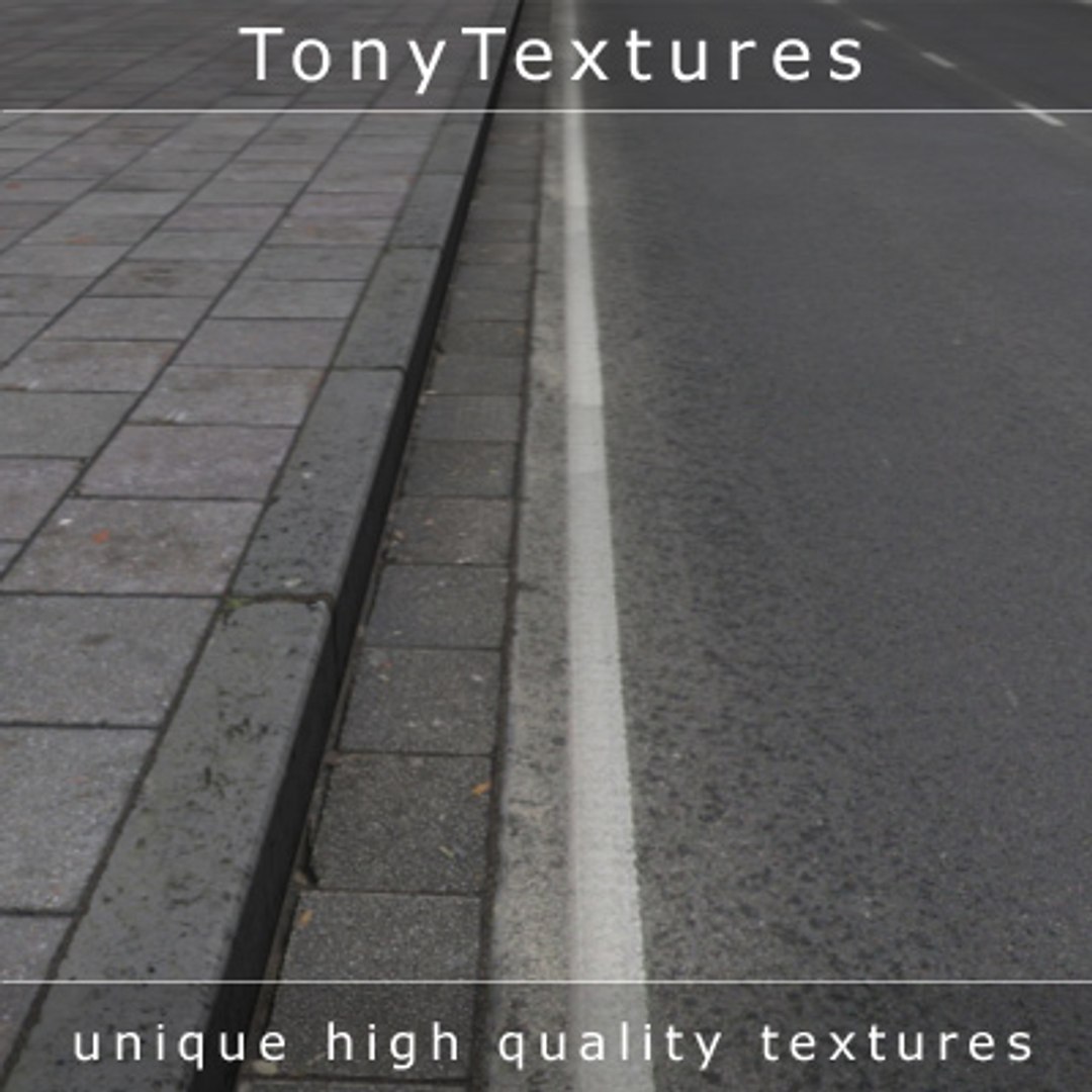 Curbstones Gutter Sidewalk Pavement 3d Model