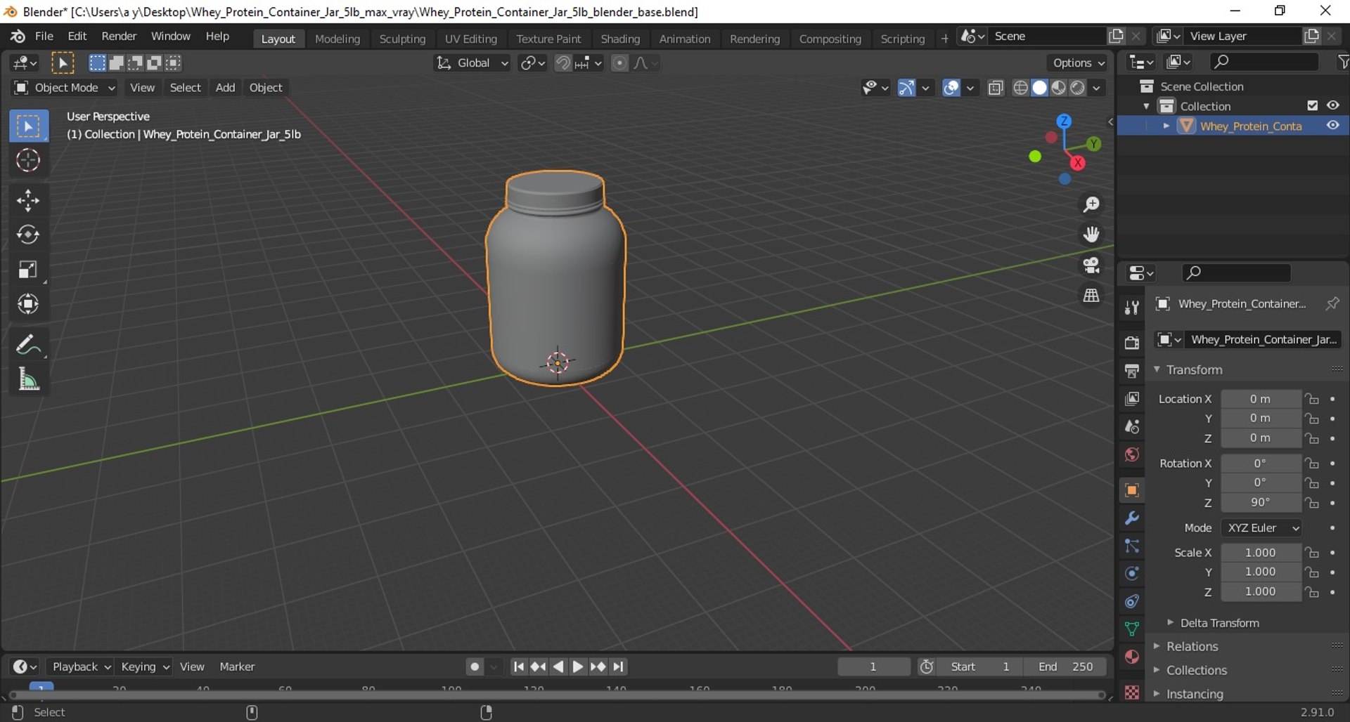 Whey Protein Container Jar 5lb 3D model - TurboSquid 1781194