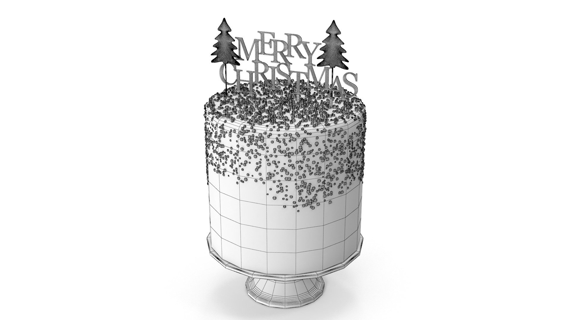 Christmas Cake with Gold Merry Christmas Topper 3D model - TurboSquid ...