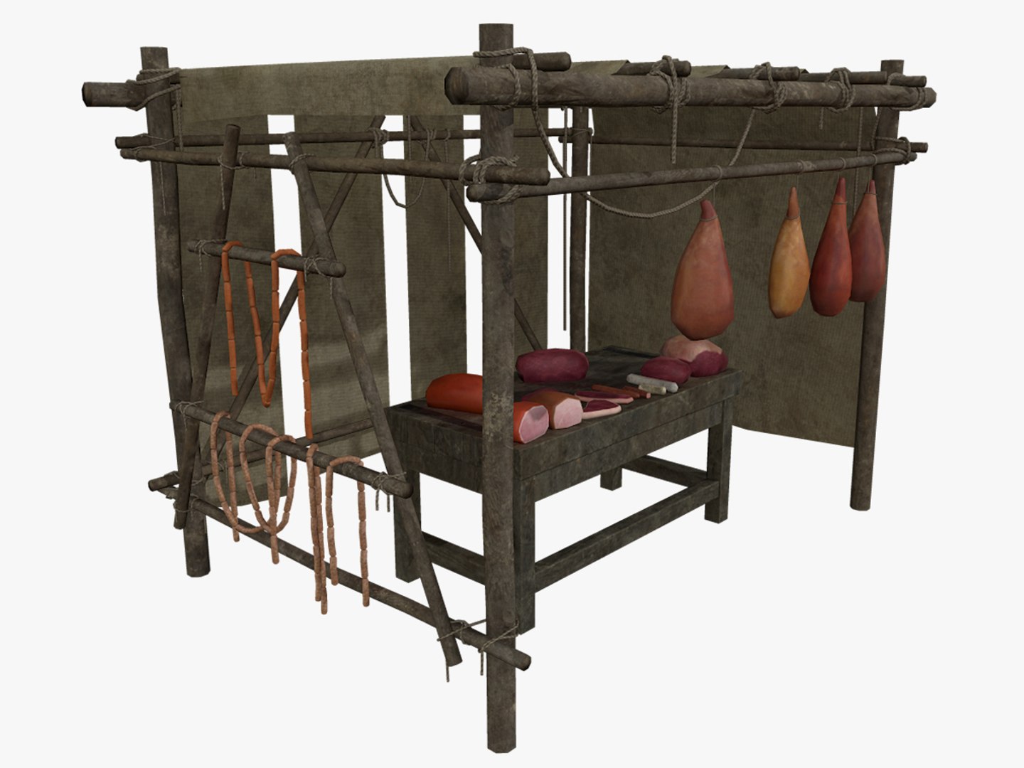Medieval Stall Meat Model - TurboSquid 1317350