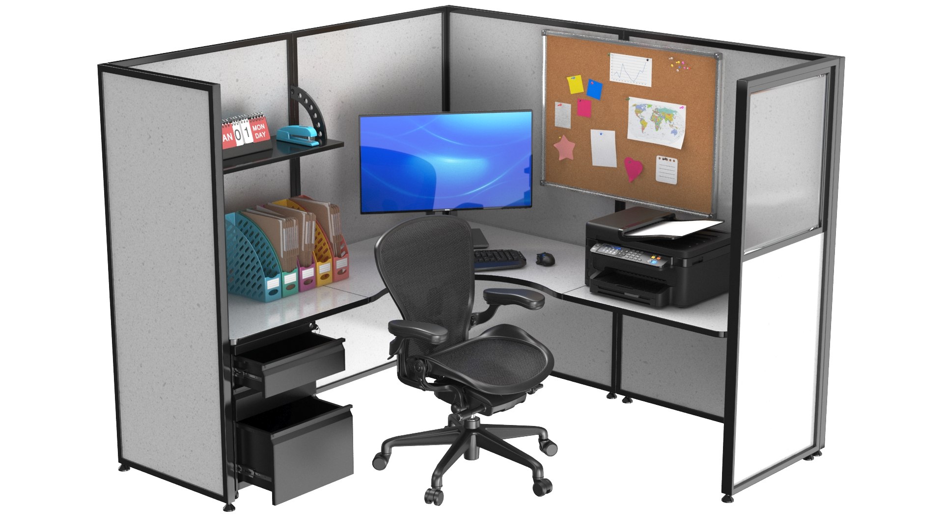 3D Full Detailed Office Cubicle - TurboSquid 2012397