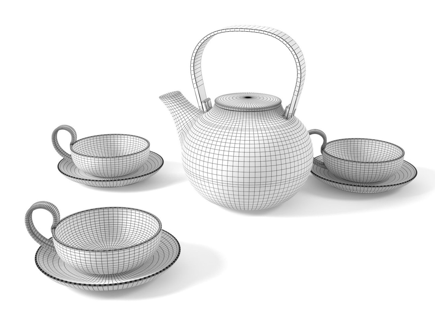 3D Striped Teapot Set Model - TurboSquid 1225884