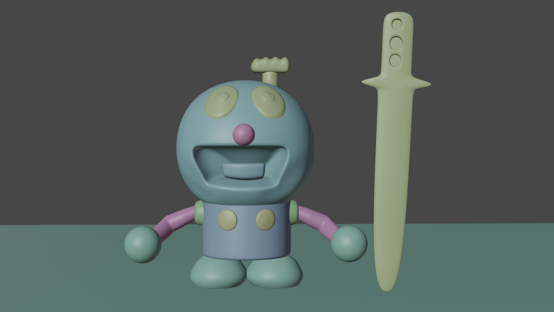 Cartoon-korosuke With Sword 3D - TurboSquid 2277400