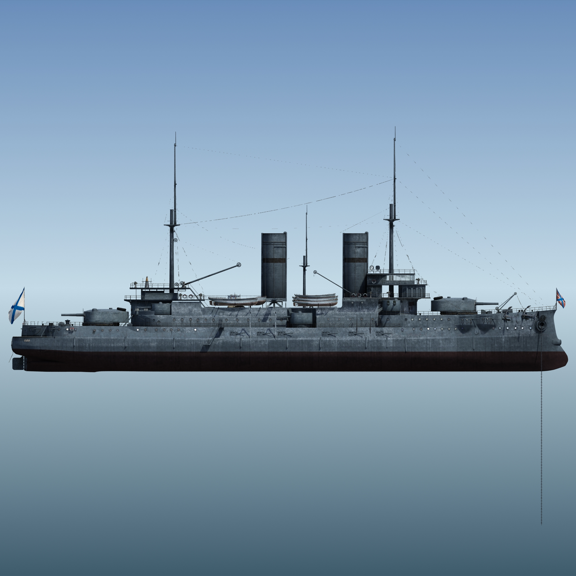 3d russian warship slava war model