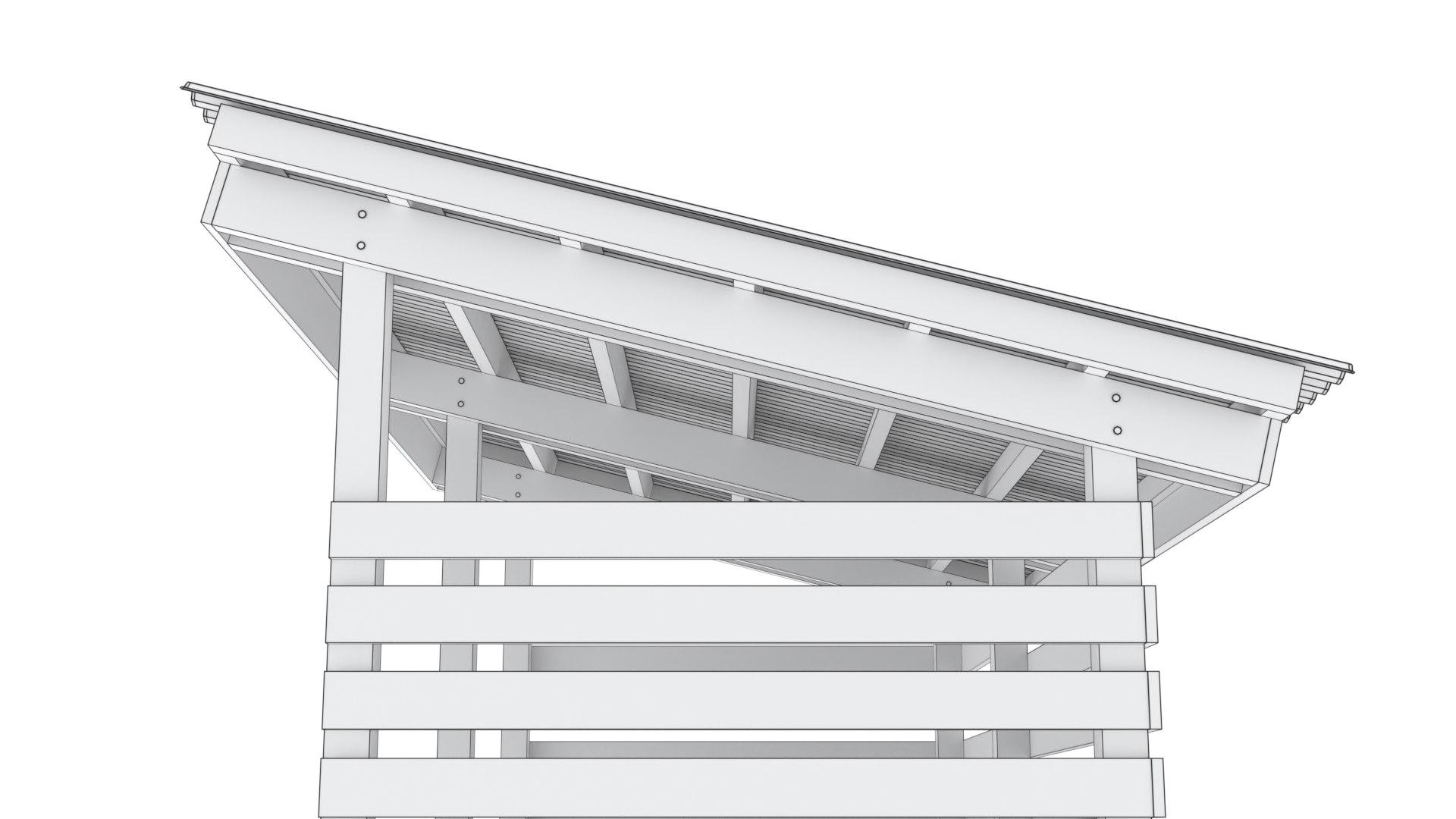 Firewood Shed - 6x12 - With Logs 3D Model - TurboSquid 2163085