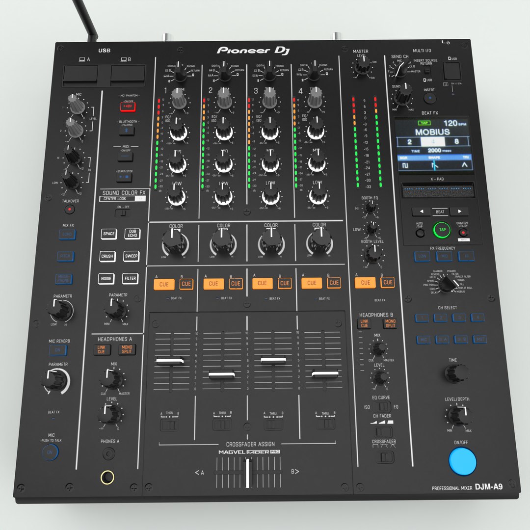 Professional 4-channel DJ Mixer Pioneer DJM-A9 Black 3D Model ...
