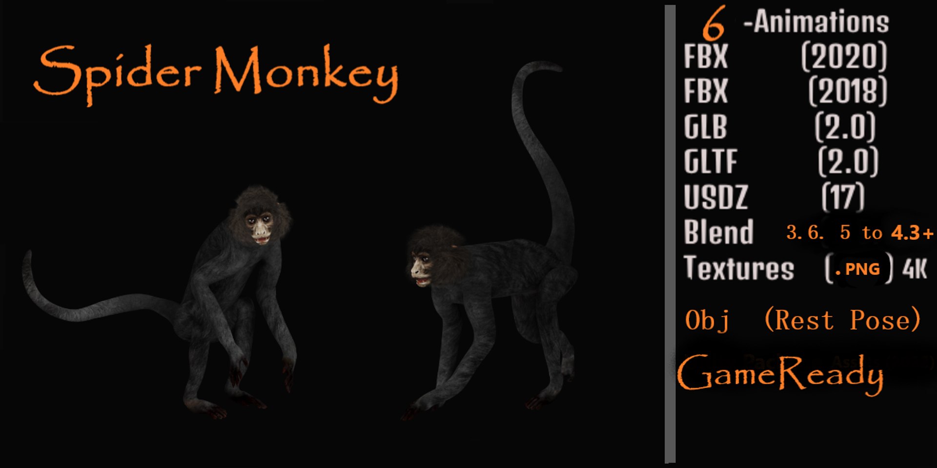 Spider Monkey 3D - TurboSquid 2377060