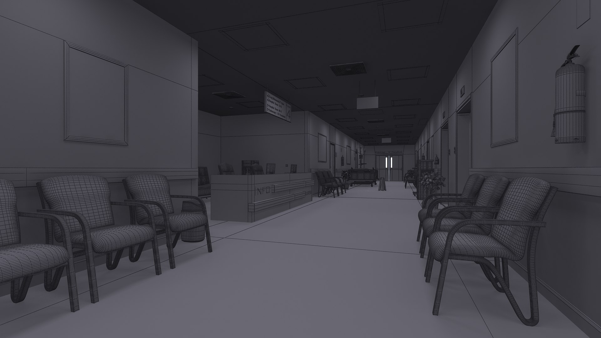 3D realistic hospital hallway - TurboSquid 1335205