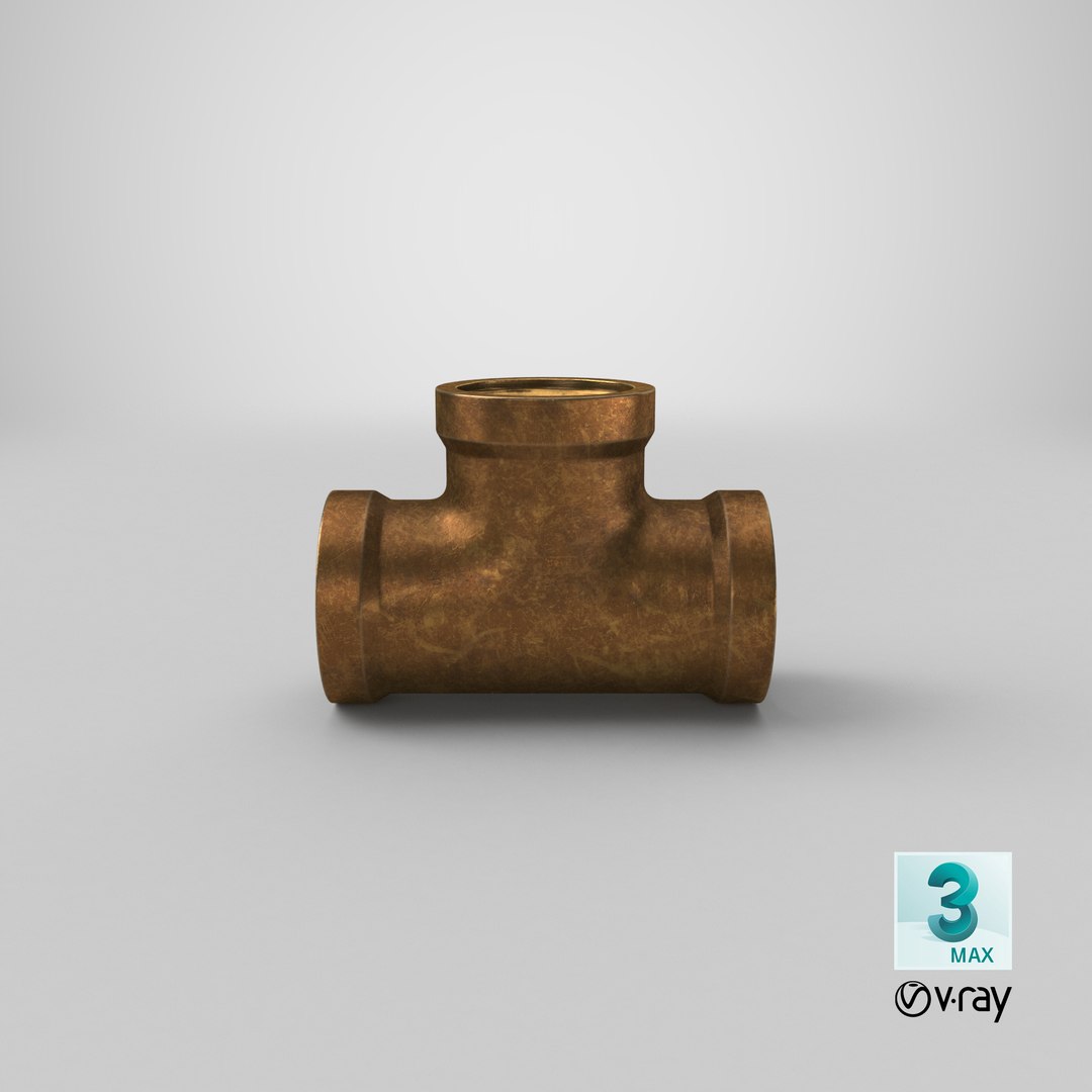 3D model vintage brass pipe t-joint - TurboSquid 1239581
