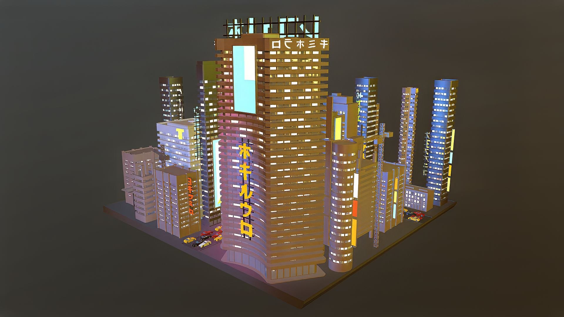 City -lowpoly -Lowpoly City In The Night 3D Model - TurboSquid 2218663
