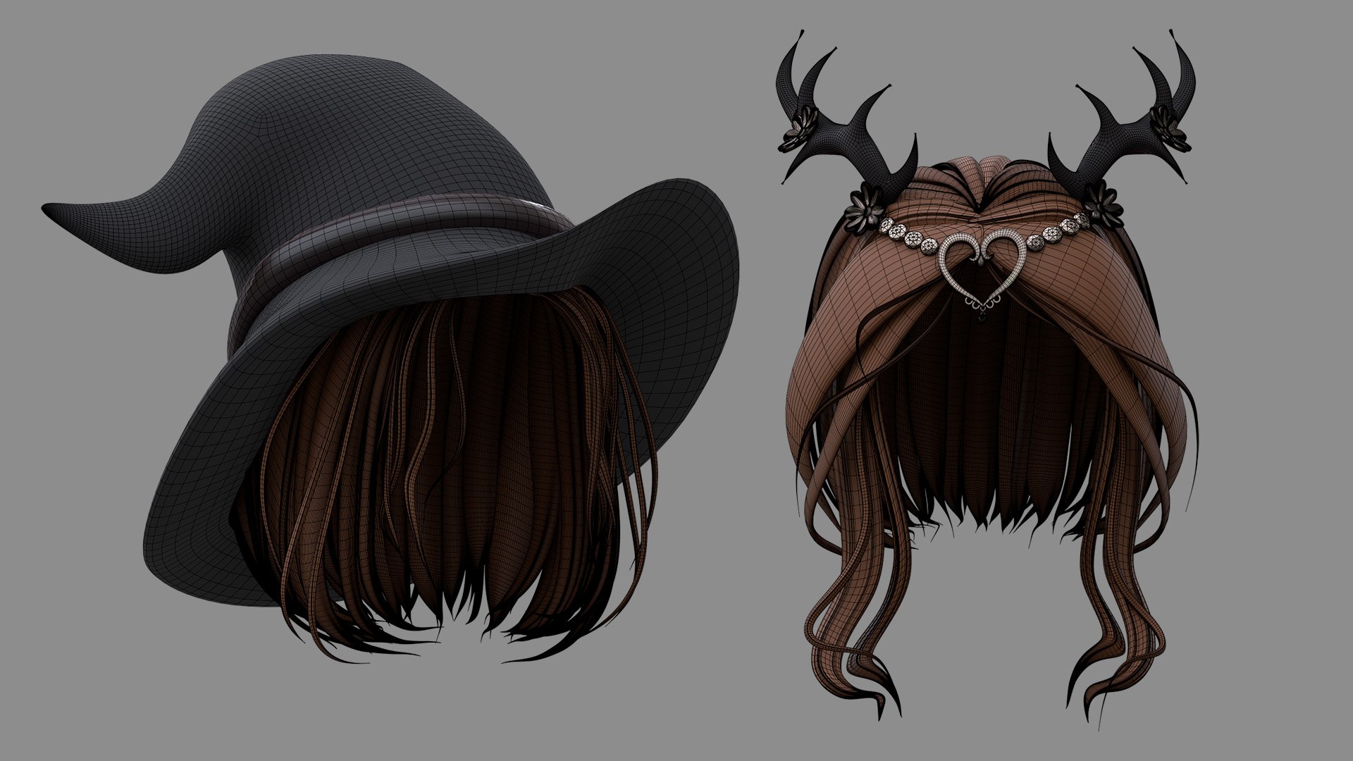 12 Hairstyle With Accessories 3D Model - TurboSquid 2155181