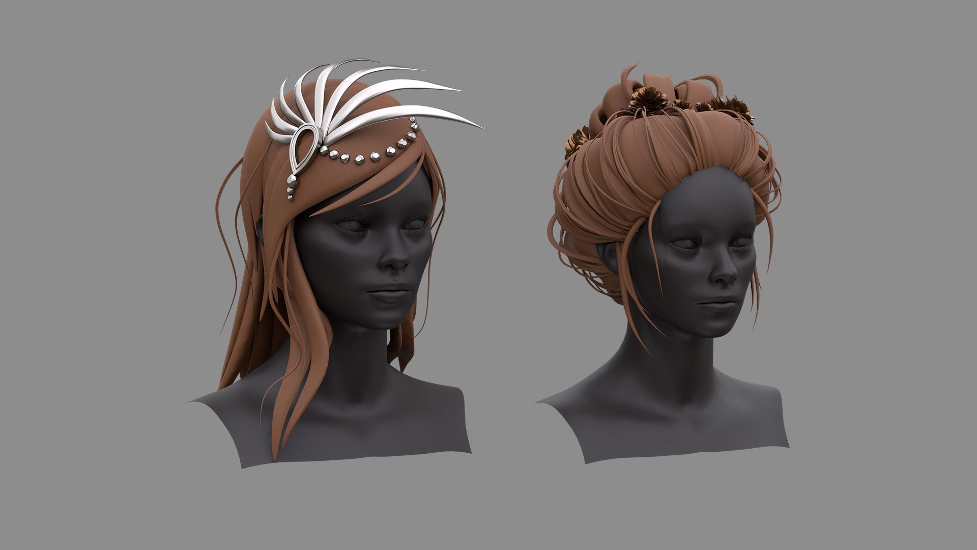 12 Hairstyle With Accessories 3D Model - TurboSquid 2155181