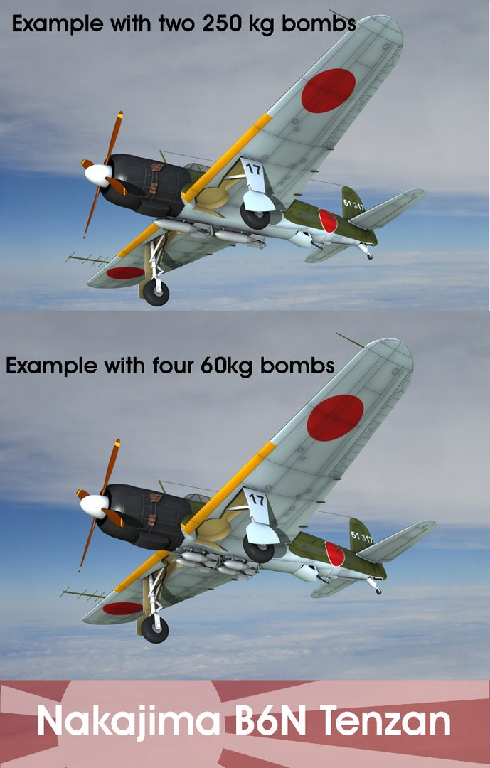 3d Nakajima B6n Tenzan Bomber Model