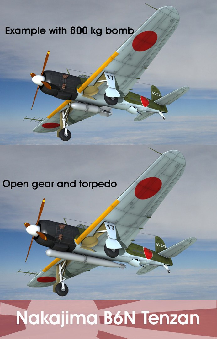 3d Nakajima B6n Tenzan Bomber Model
