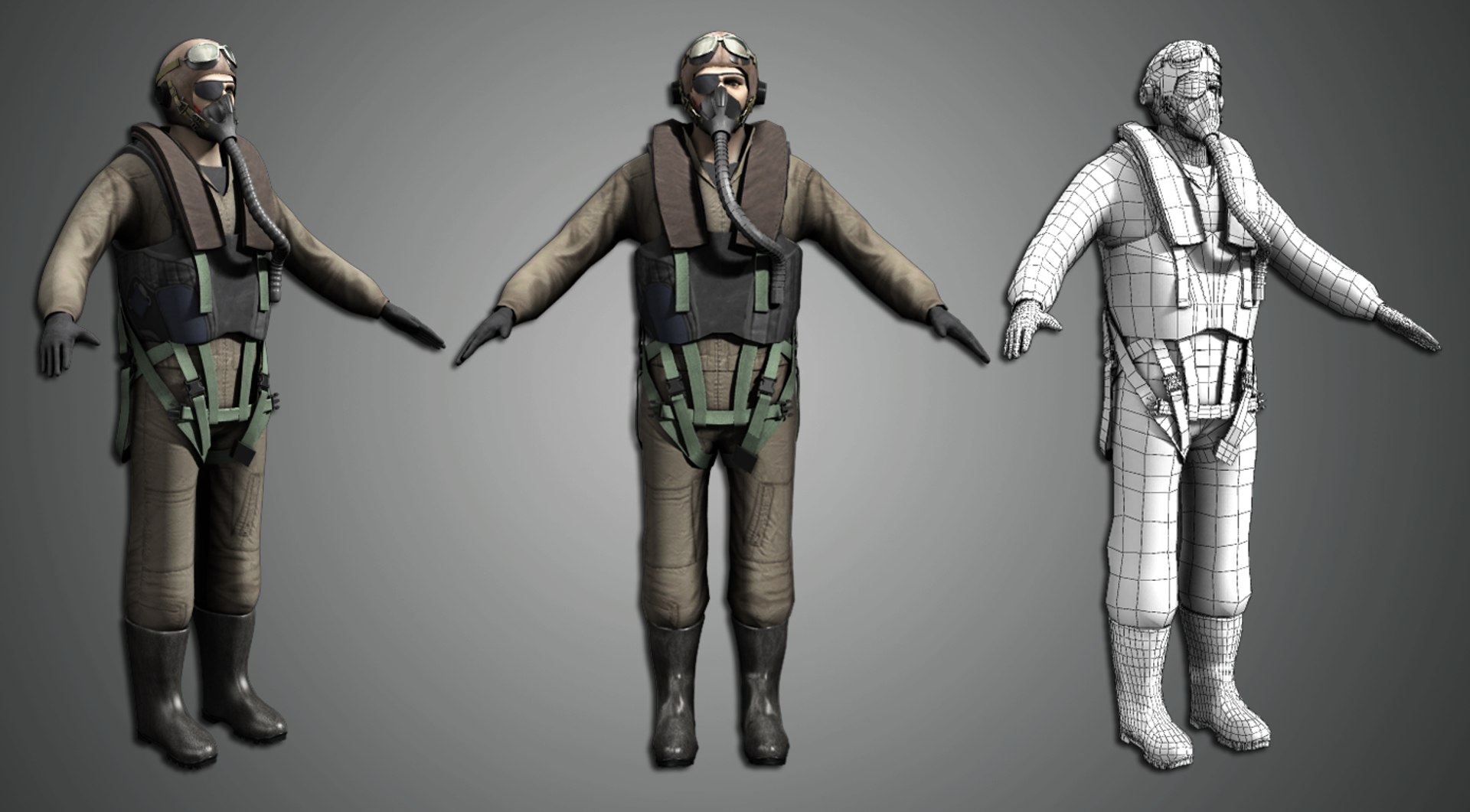 world war pilot 3d model