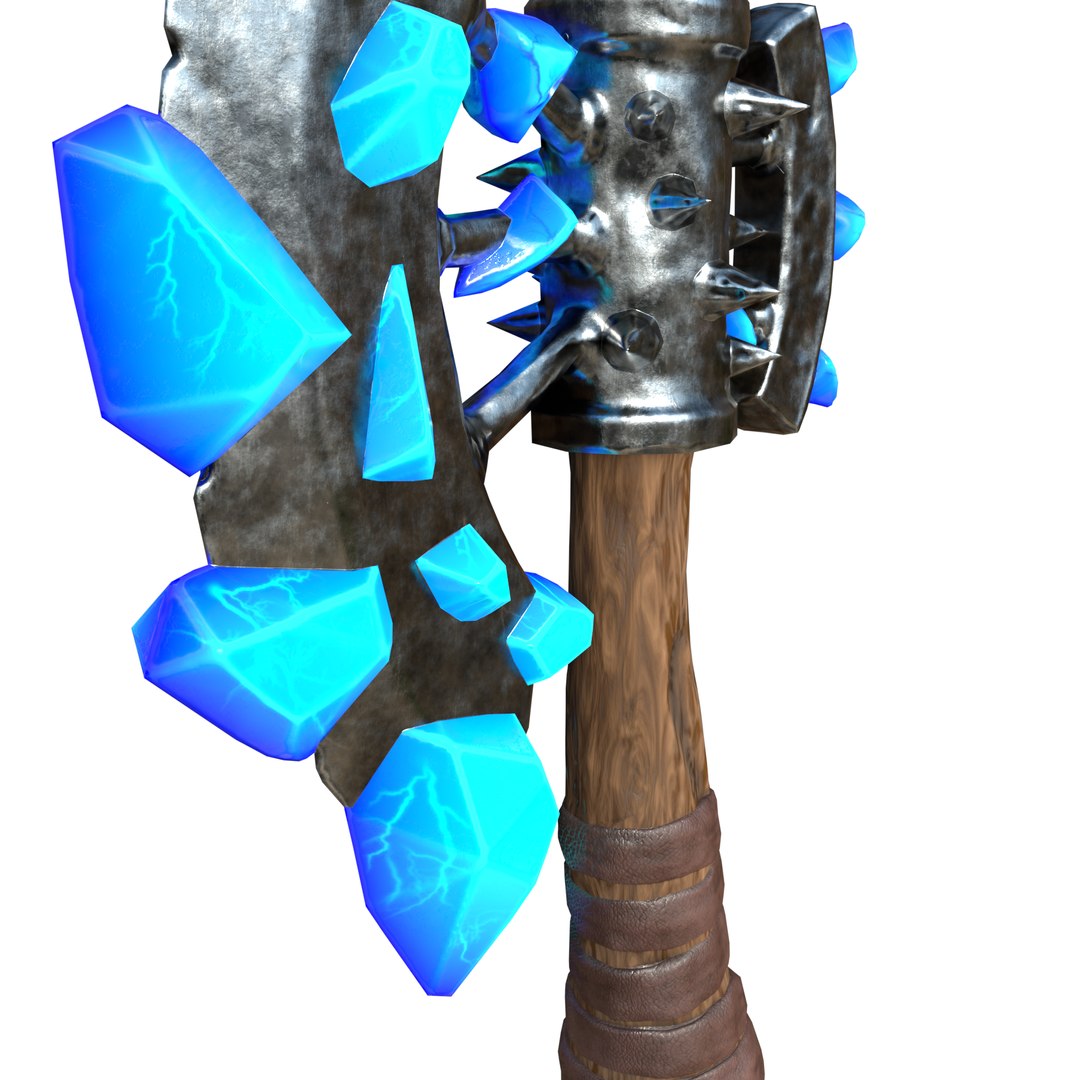 3D Model Stylised Axe With Crystals In Different Colors - TurboSquid ...