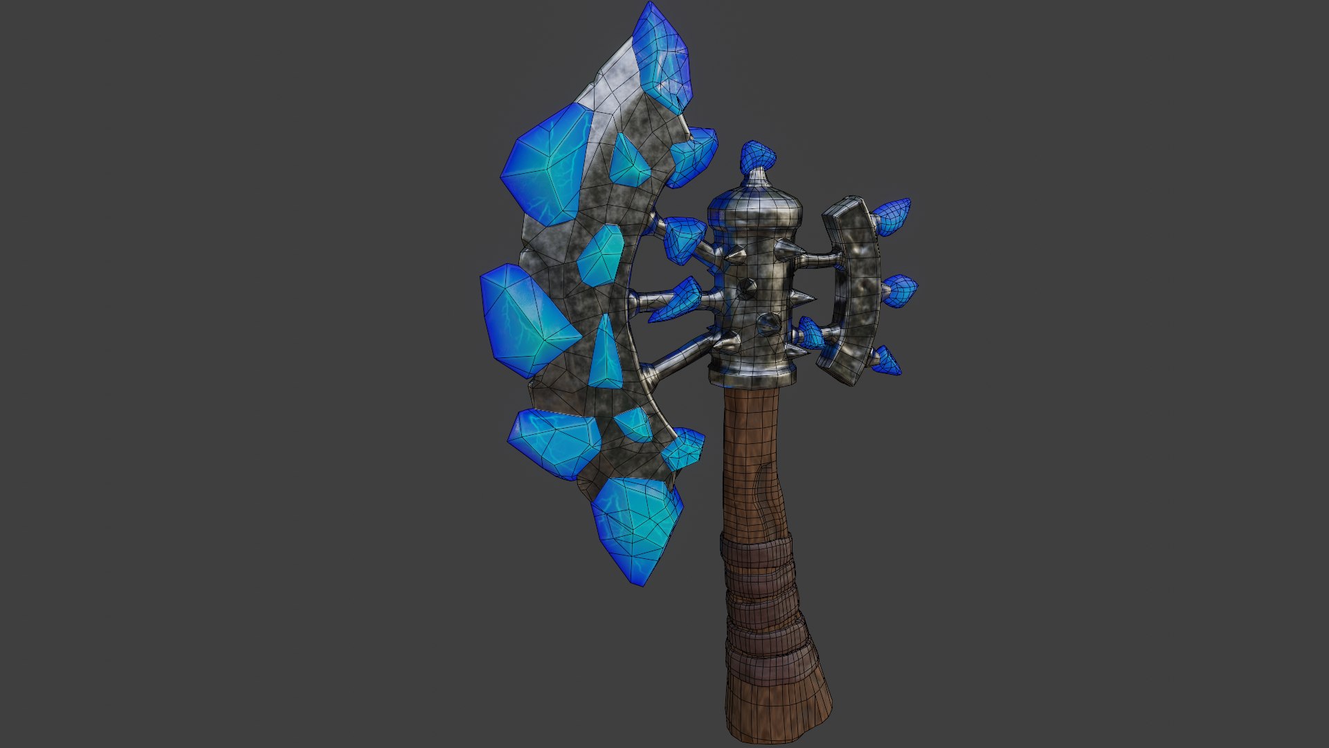 3D Model Stylised Axe With Crystals In Different Colors - TurboSquid ...