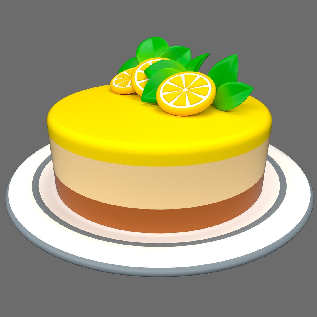 3D Cartoon Lemon Cheesecake Model - TurboSquid 1981305