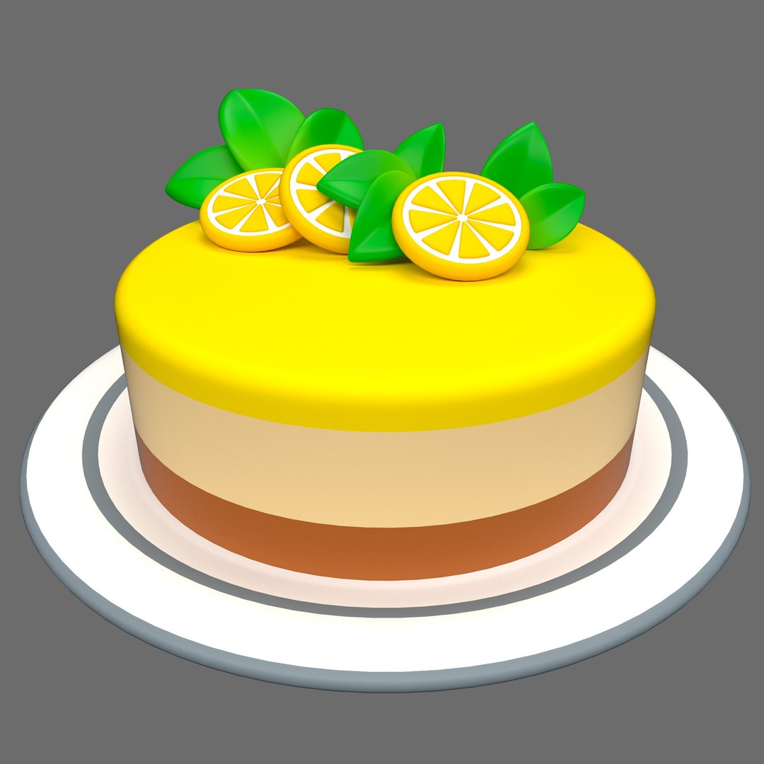 3D Cartoon Lemon Cheesecake Model - TurboSquid 1981305