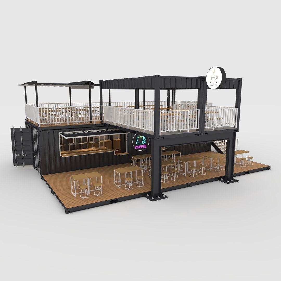 3D Container Cafe 1 - TurboSquid 2107556