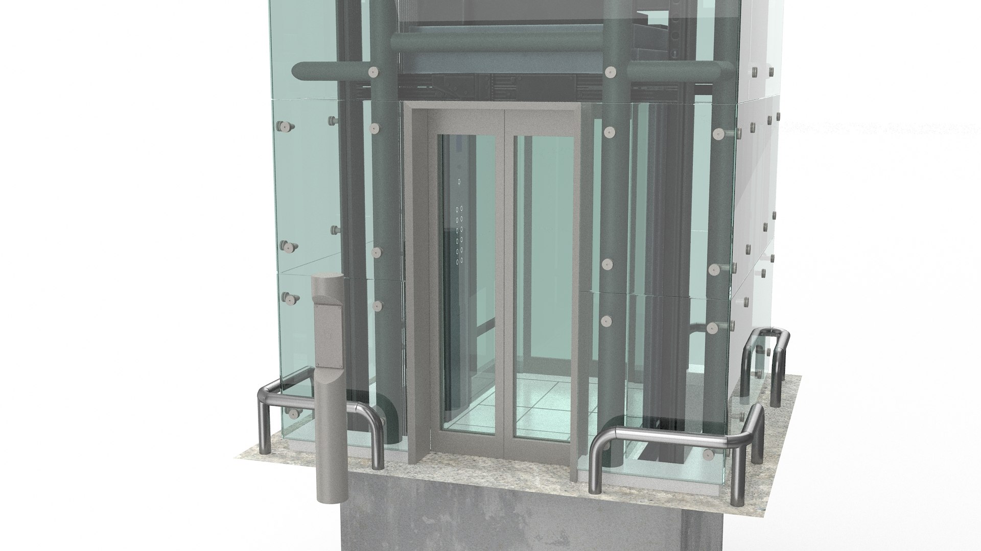 Glass Elevator Chrome Model - TurboSquid 2215797