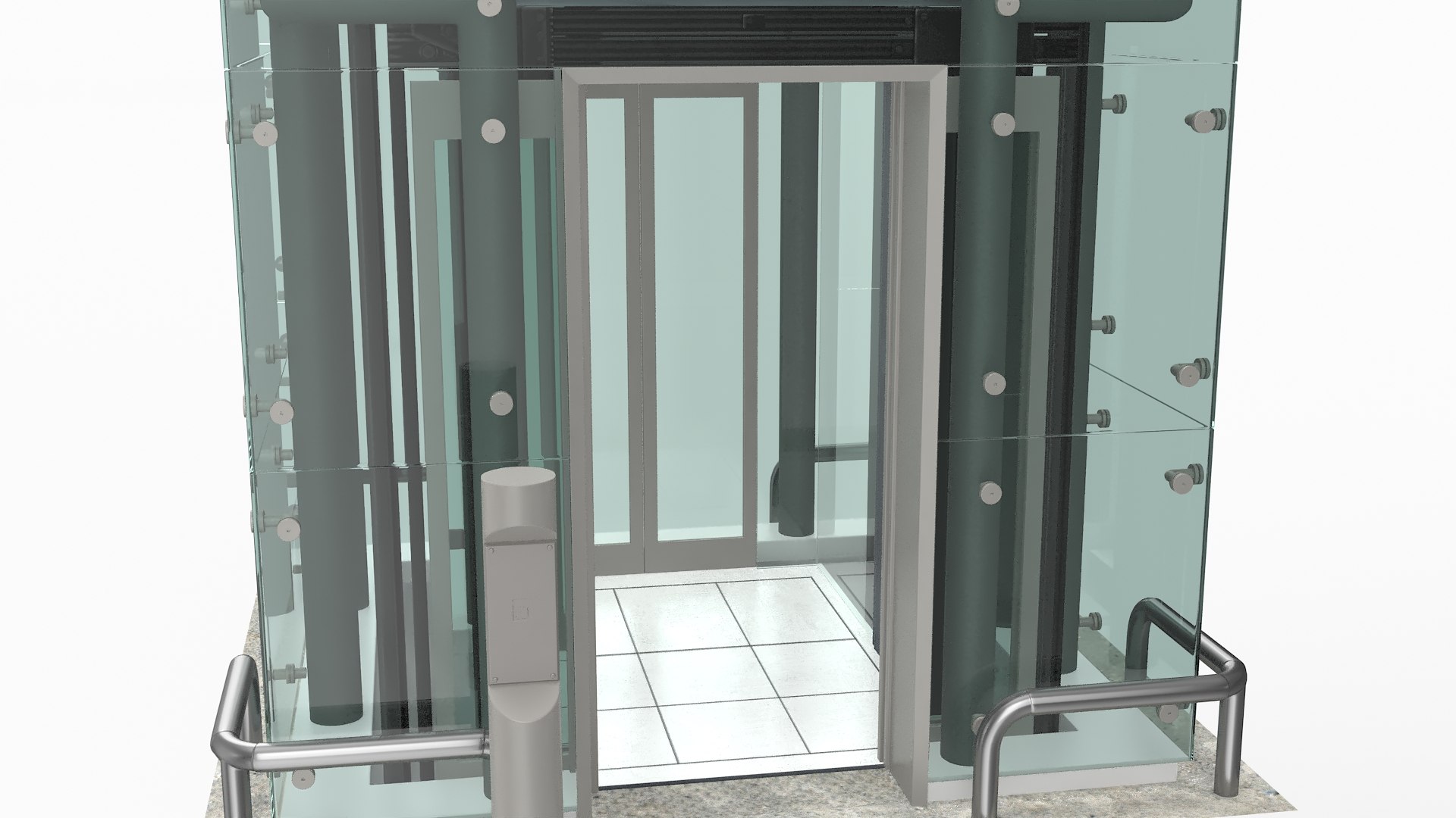 Glass Elevator Chrome Model - TurboSquid 2215797