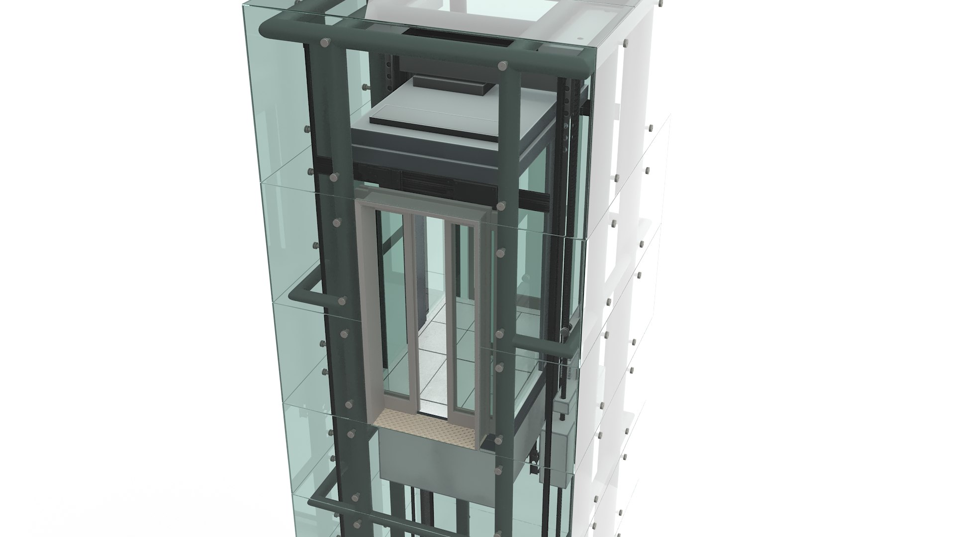 Glass Elevator Chrome Model - TurboSquid 2215797