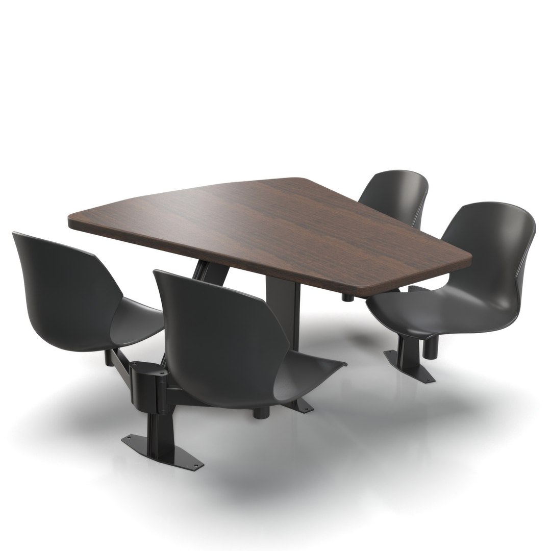 modelo 3d Mesa Shield con asientos envolventes de plástico PBR ...