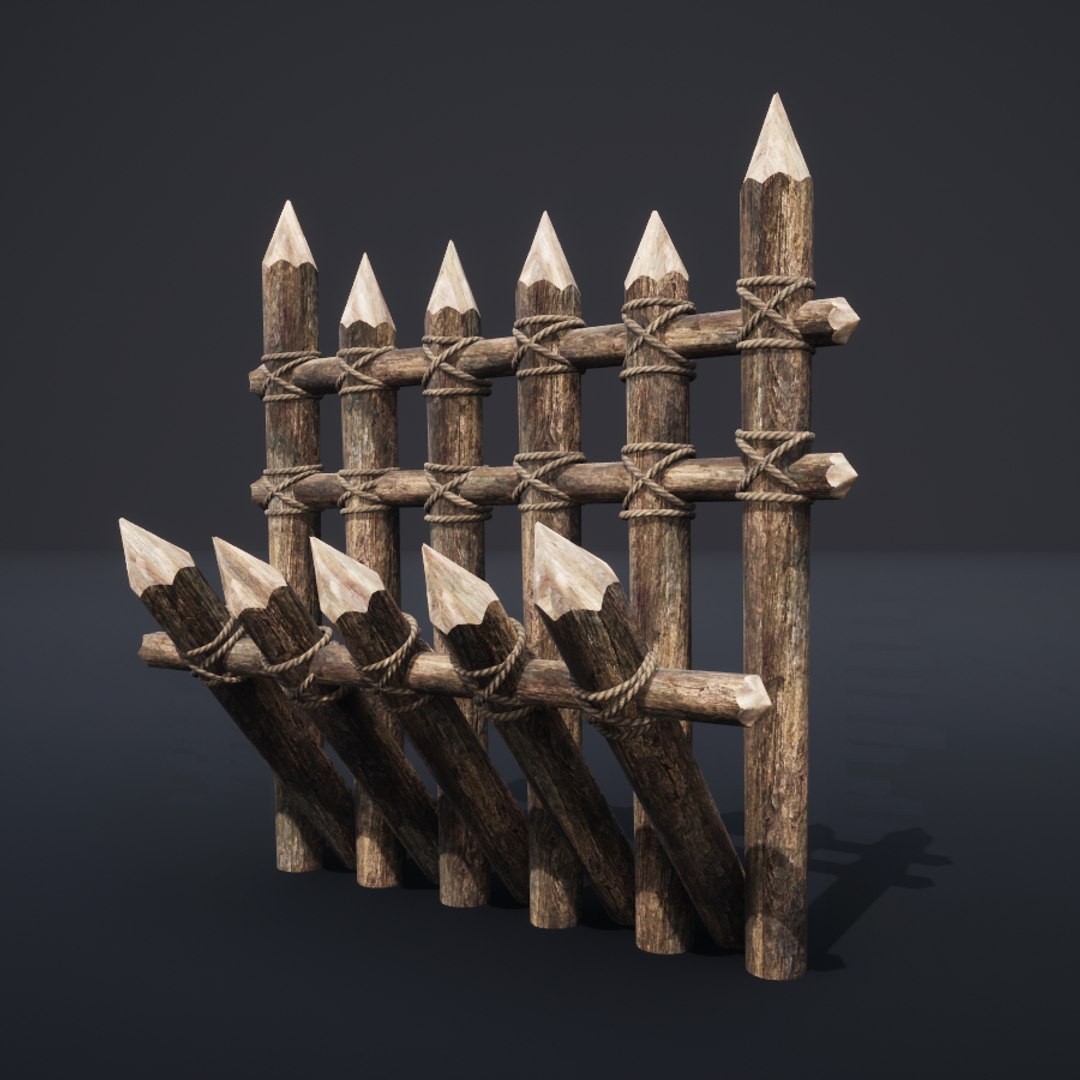 3D PALISADE BARRIER BARRICADE FENCE WALL DAM MEDIEVAL VILLAGE FORT ...