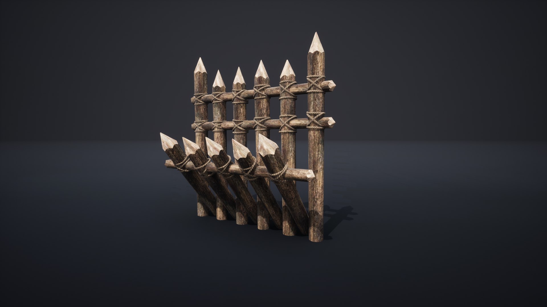 3D PALISADE BARRIER BARRICADE FENCE WALL DAM MEDIEVAL VILLAGE FORT ...