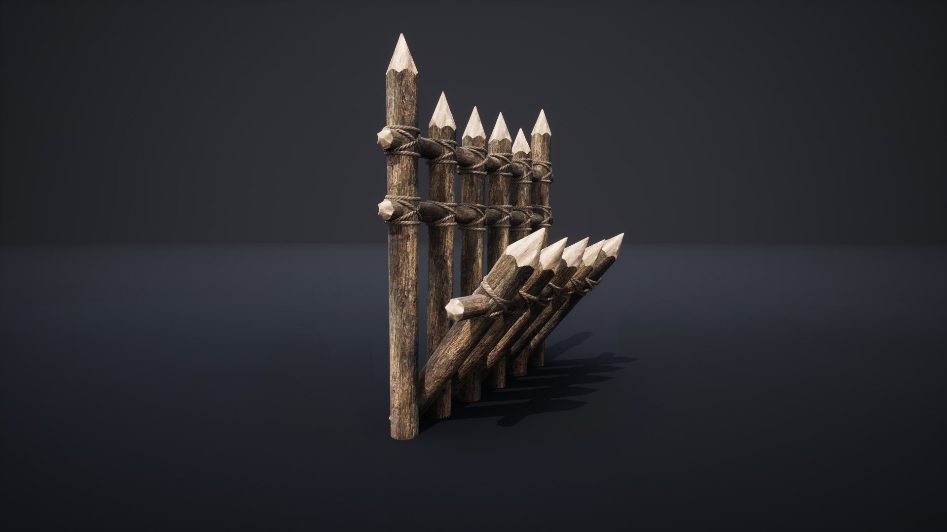 3D PALISADE BARRIER BARRICADE FENCE WALL DAM MEDIEVAL VILLAGE FORT ...