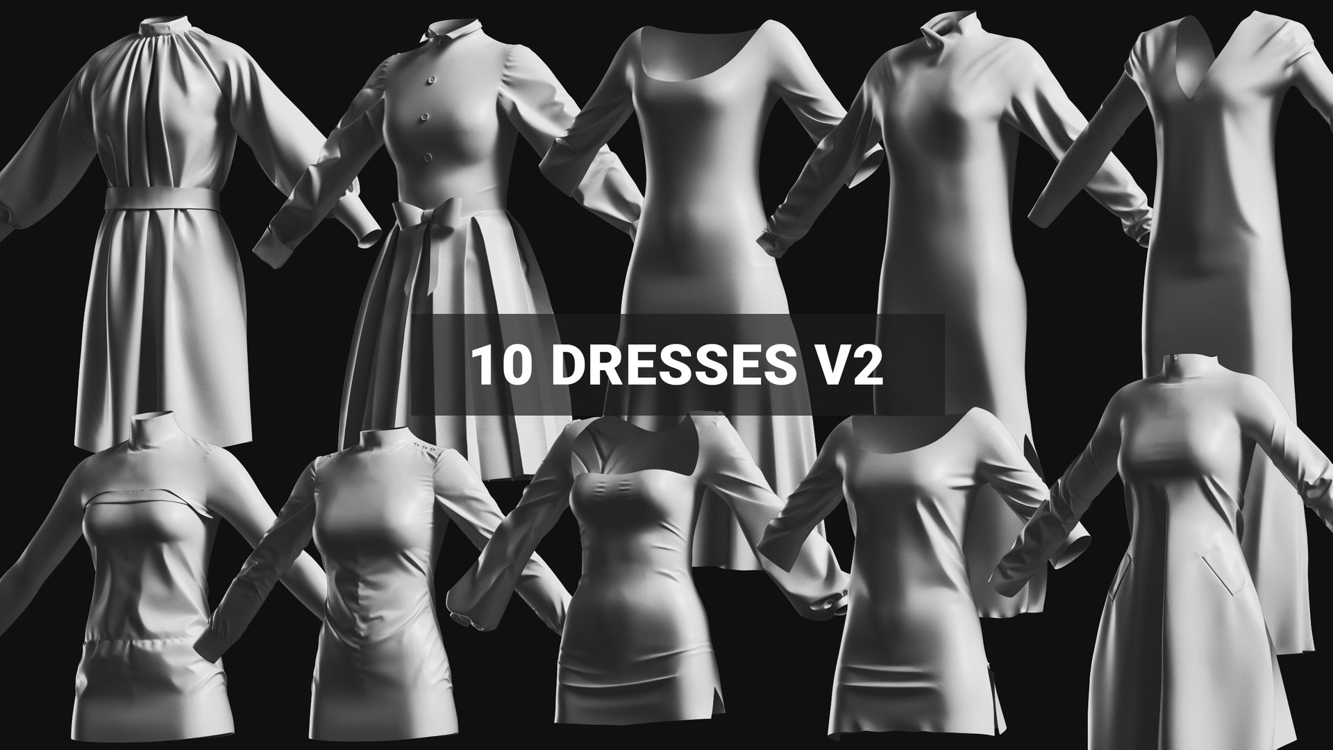 3D Model Basemesh Dress Collection V2 - TurboSquid 2191271