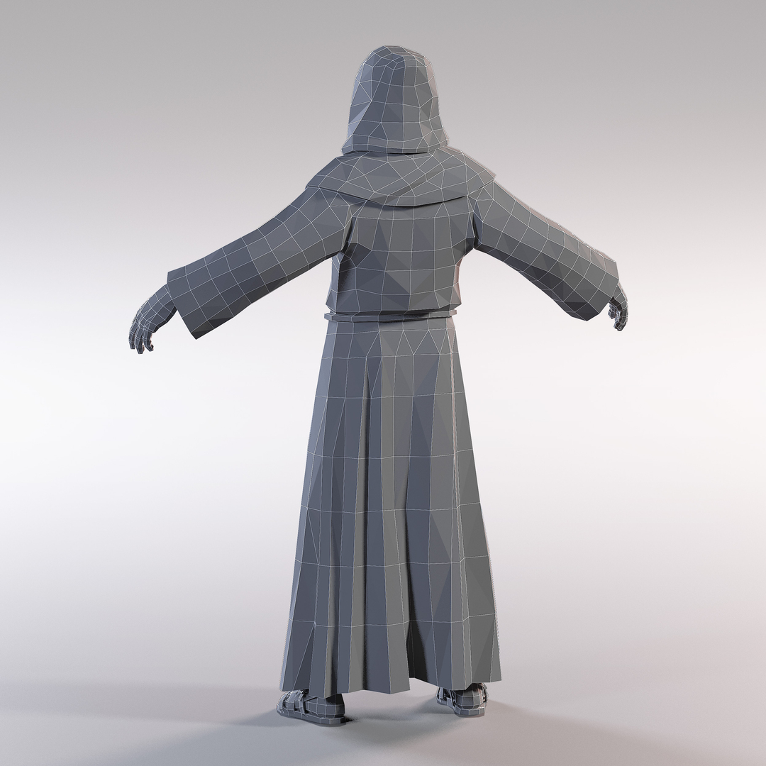 3d obj medieval monk