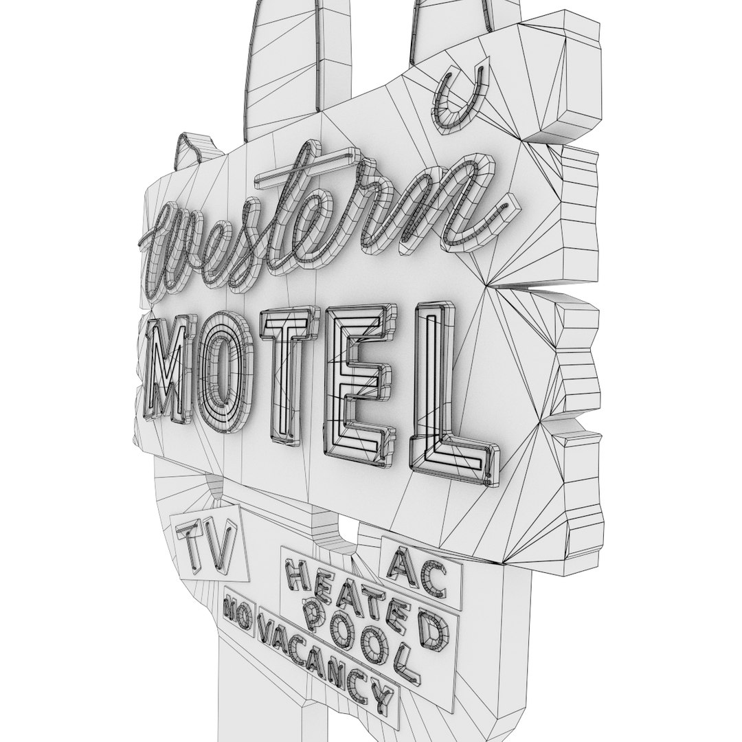 motel sign western 3d model