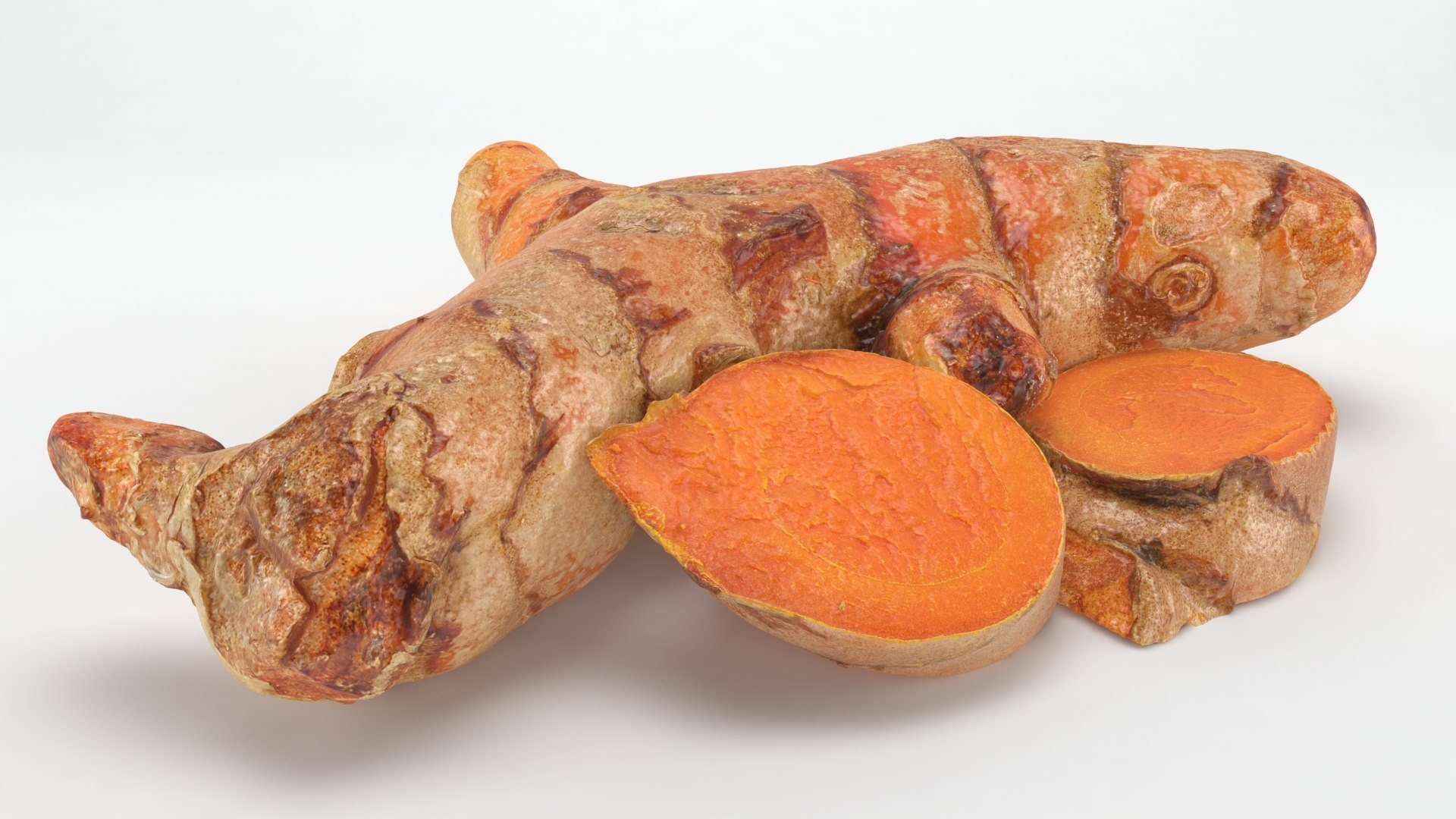 Whole Turmeric and Slices v2 model - TurboSquid 1864973