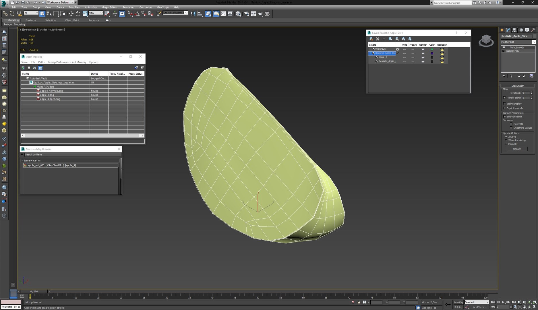 3D Model Realistic Apple Slice - TurboSquid 2211410