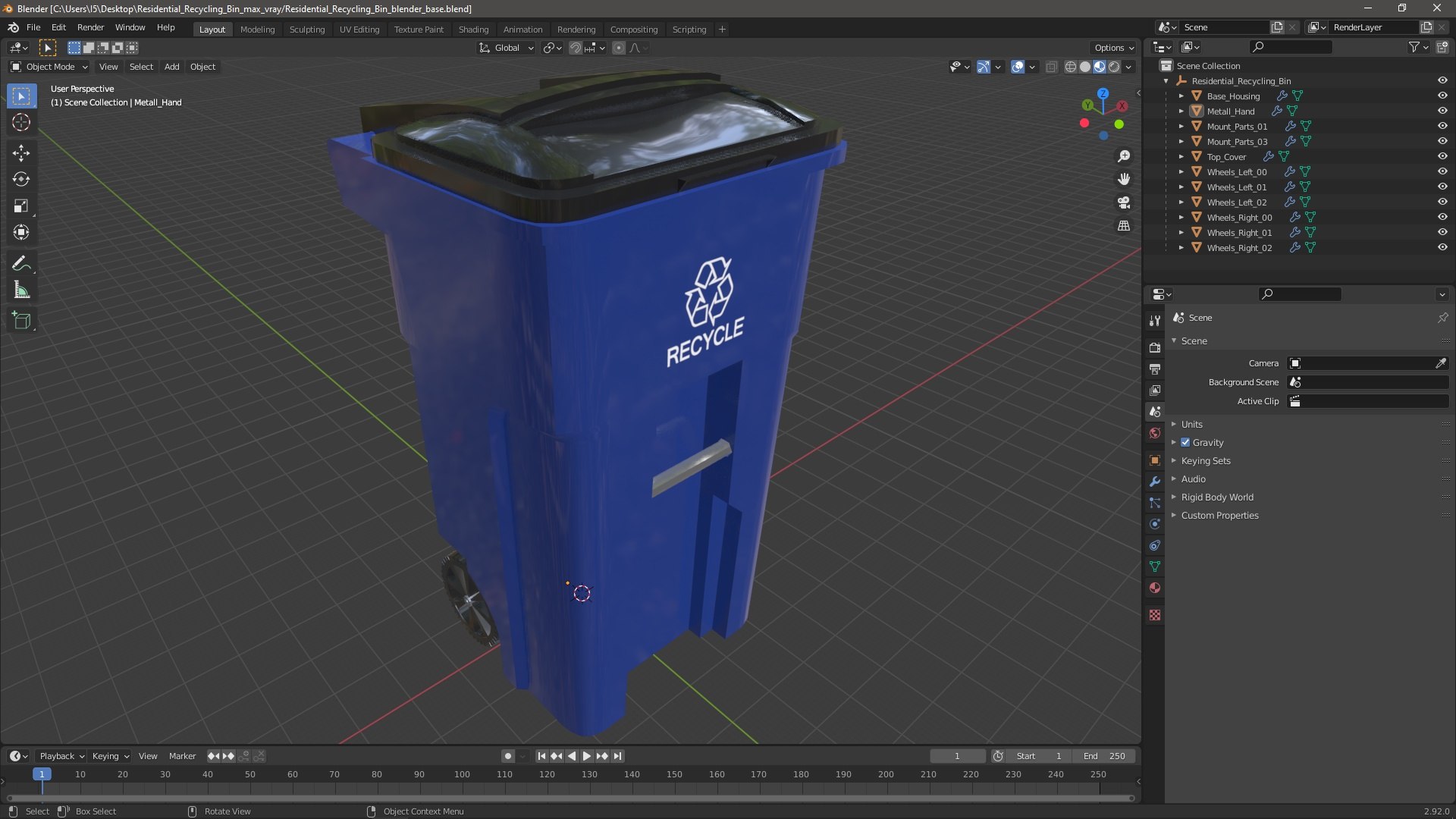 3D Residential Recycling Bin - TurboSquid 2220546