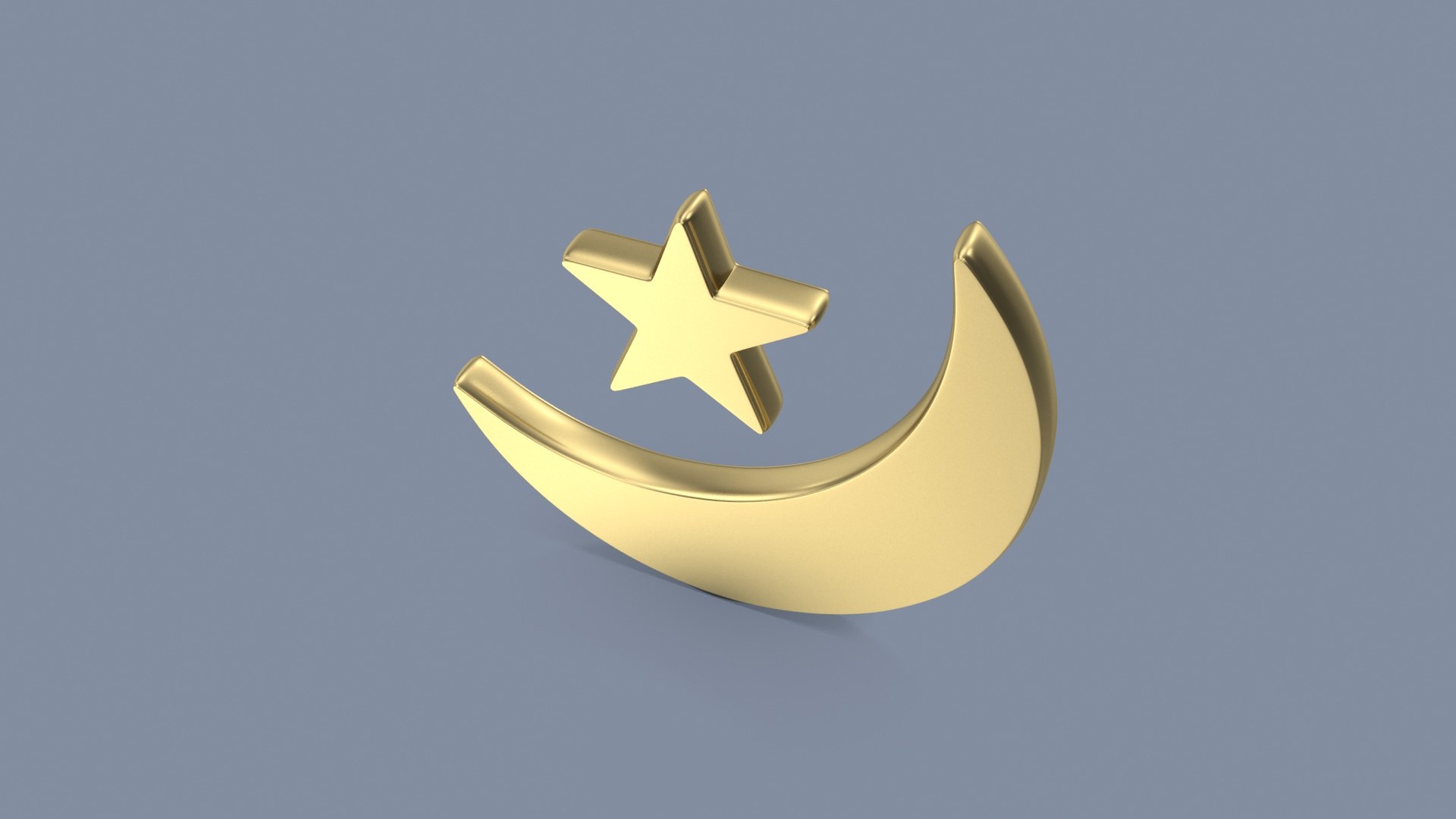 Moon With Star Symbol Gold 3D Model - TurboSquid 2059663