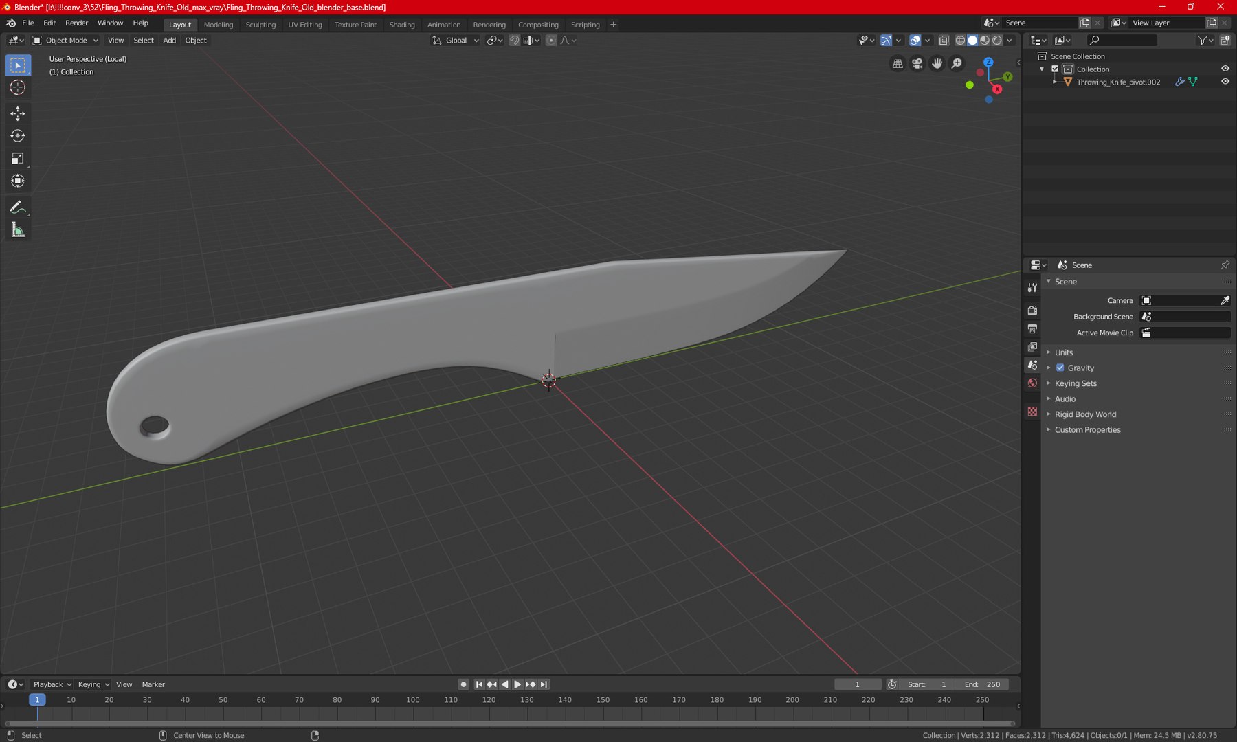 Fling Throwing Knife Old 3D Model - TurboSquid 2068848