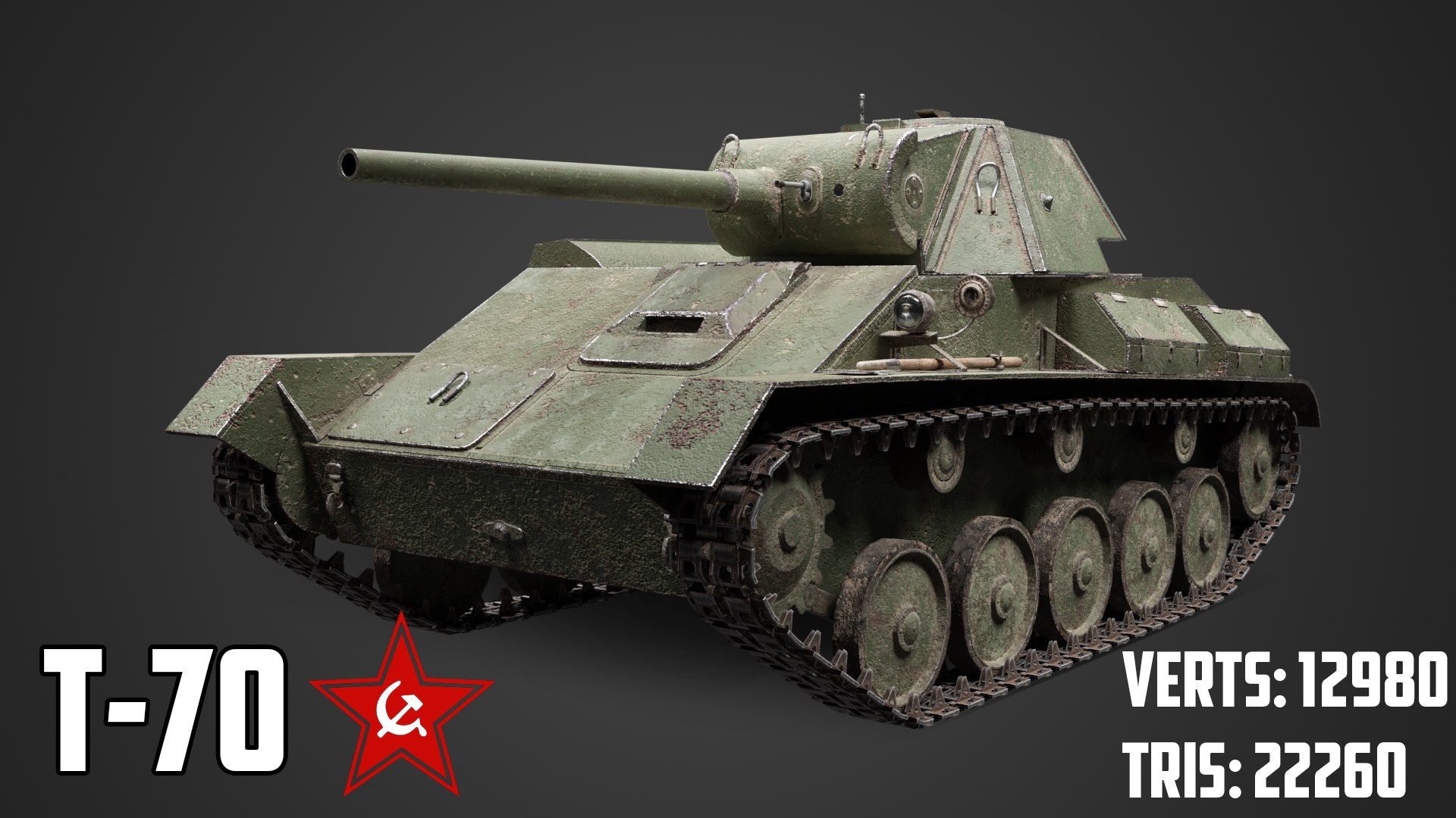 3D model ussr tank t-70 - TurboSquid 1268601