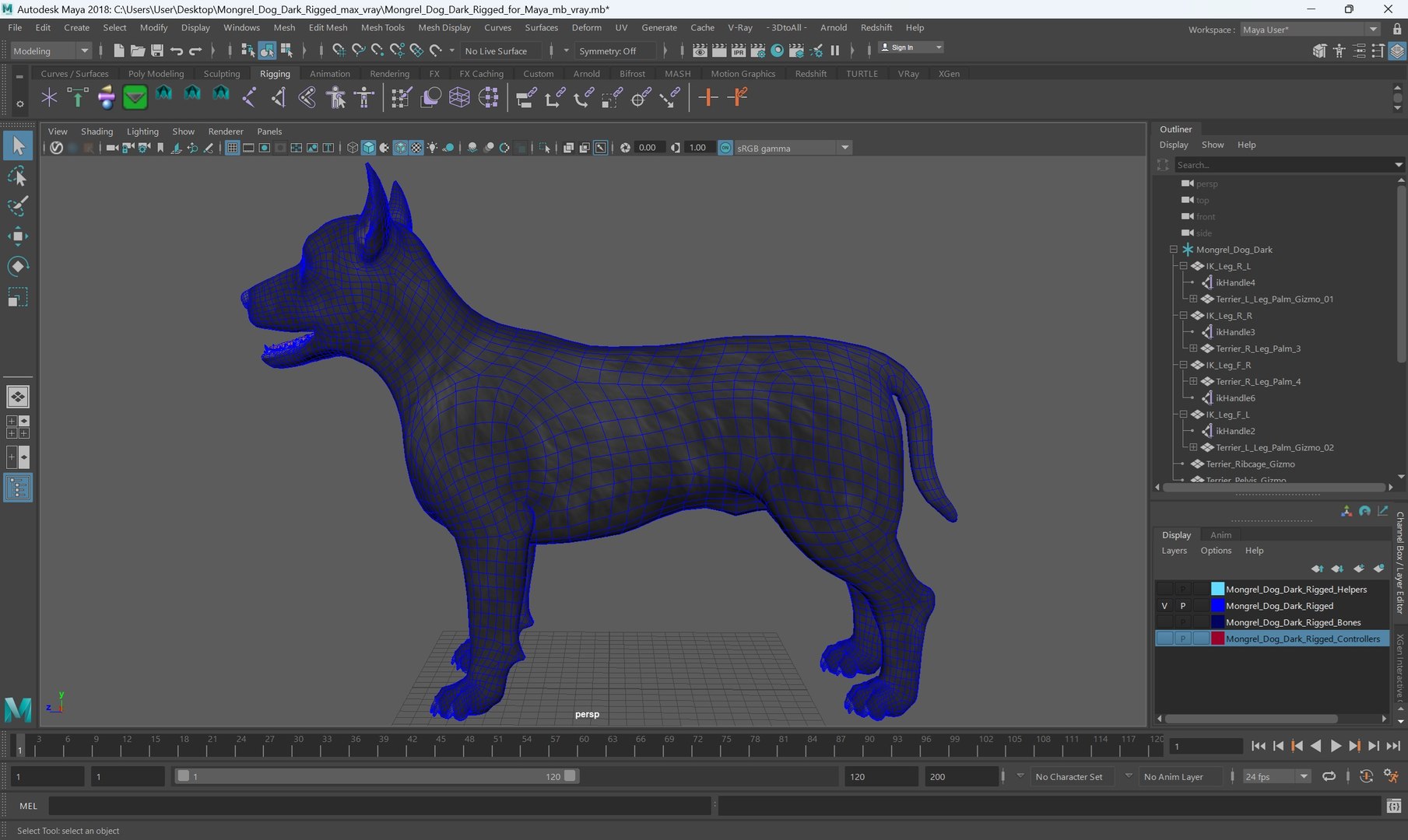Mongrel Dog Dark Rigged For Maya 3D Model - TurboSquid 2434111